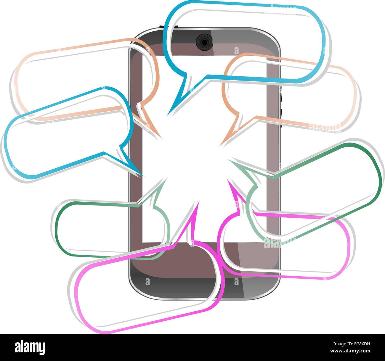 Modern mobile smart phone with speech bubbles Stock Photo - Alamy