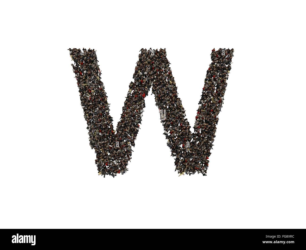 3d characters forming the letter W isolated on a white background seen ...