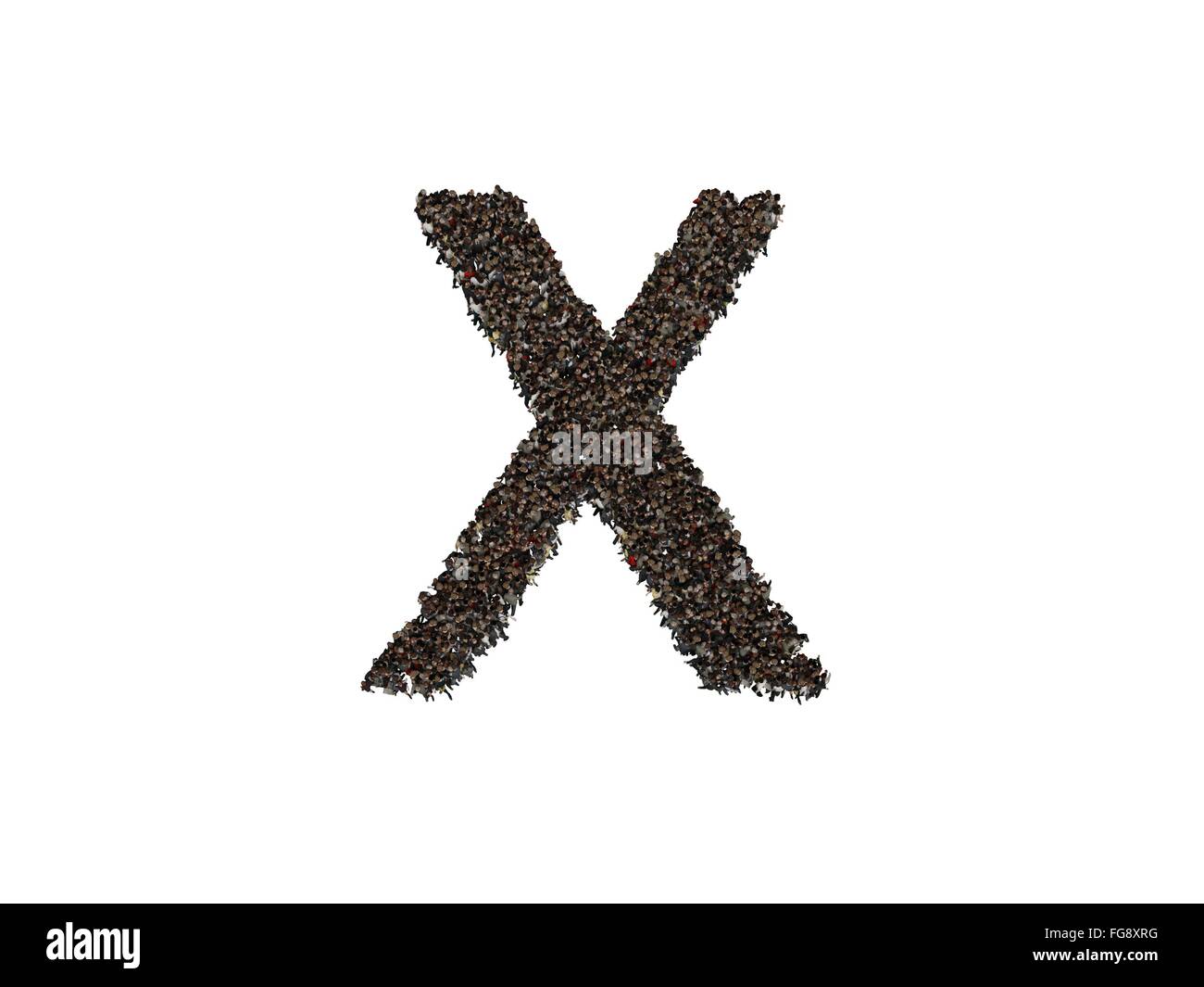 3d characters forming the letter X isolated on a white background seen ...