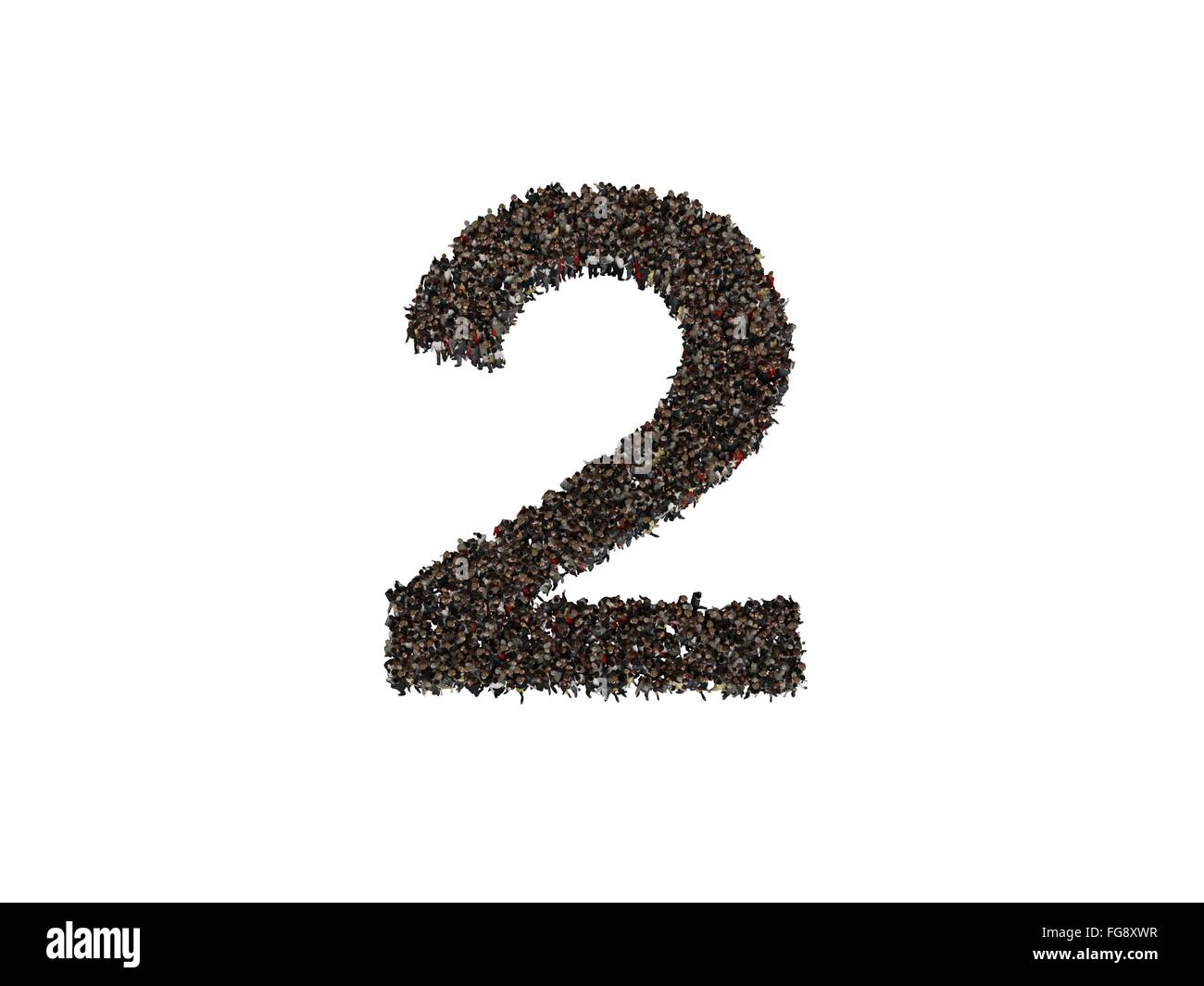 3d characters forming the Number two isolated on a white background ...
