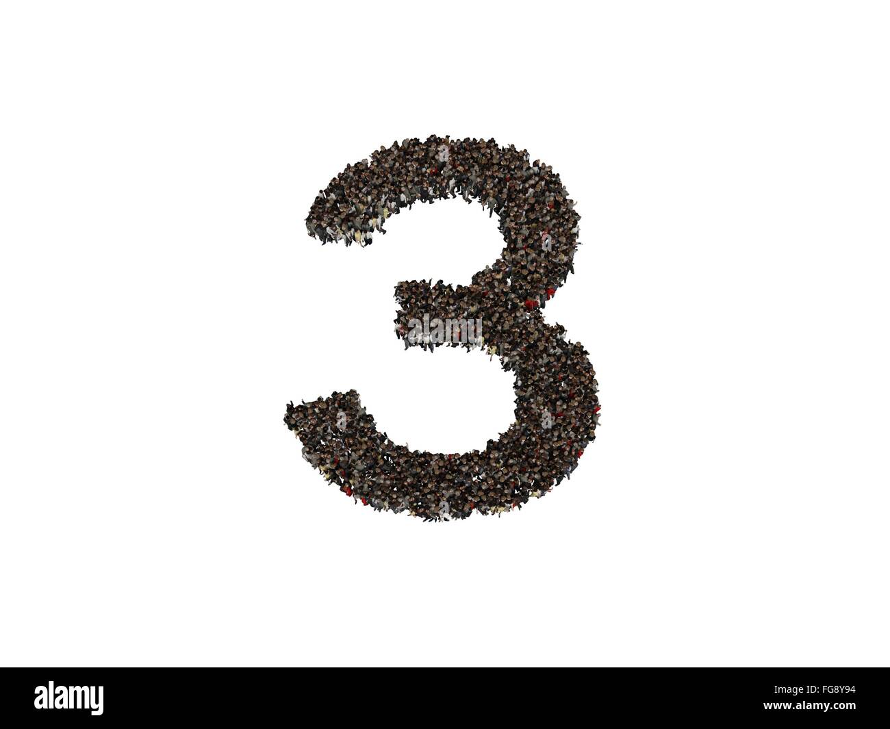 3d characters forming the Number three isolated on a white background ...