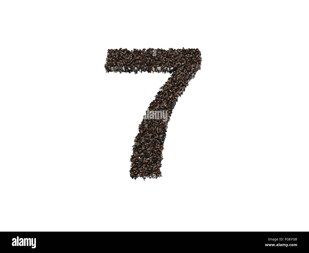 3d characters forming the Number seven isolated on a white background ...