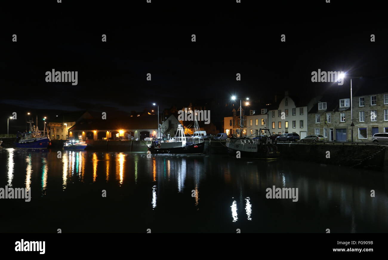 Pittenweem harbour by night Scotland December 2015 Stock Photo - Alamy