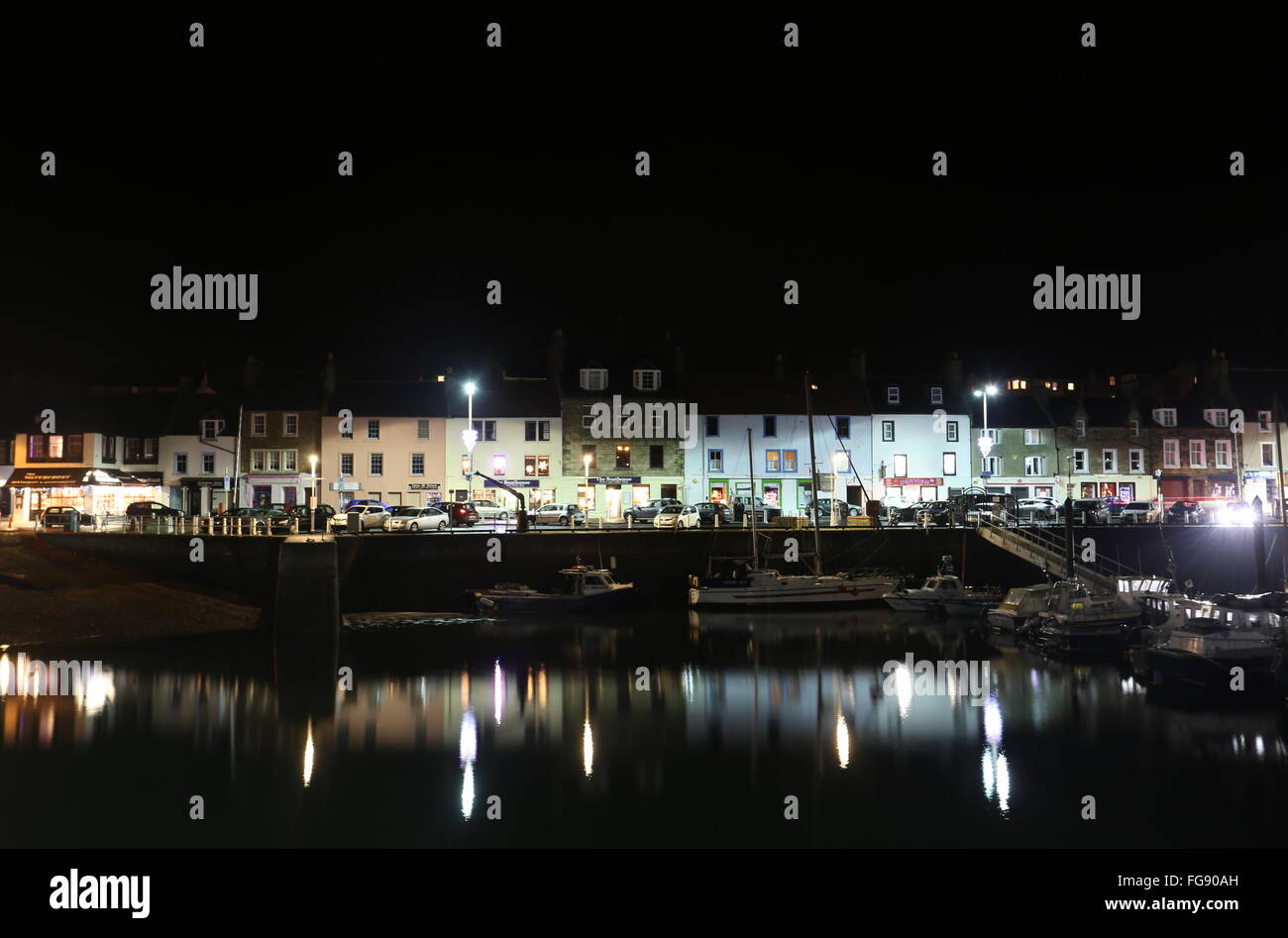 Anstruther waterfront by night Scotland December 2015 Stock Photo - Alamy