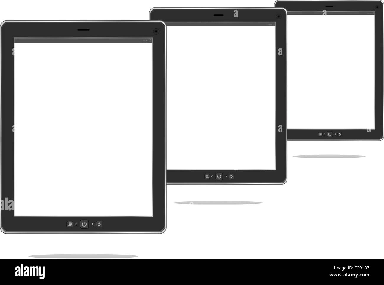 Tablet computer. Black frame tablet pc with screen. isolated on white ...