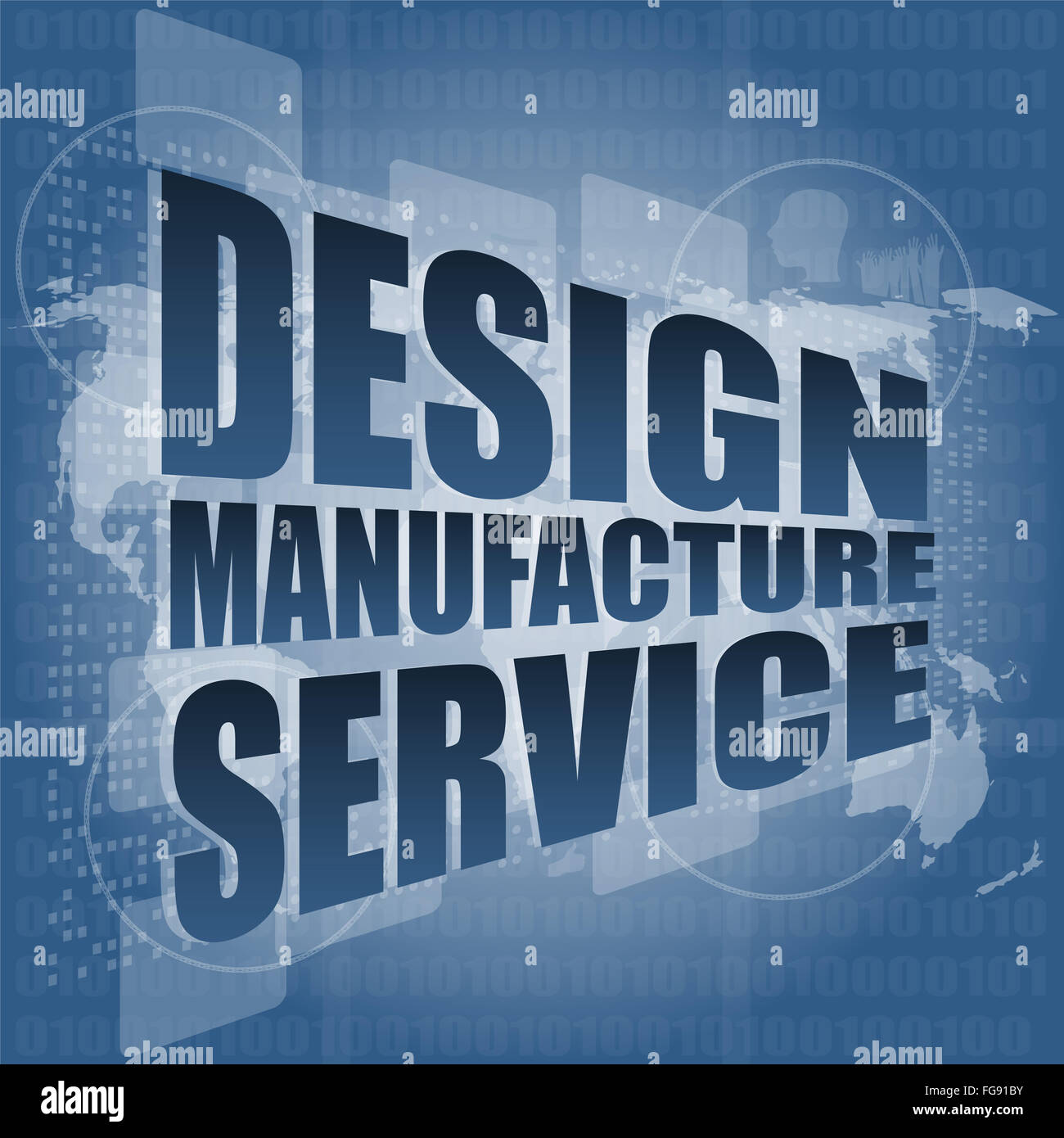 design manufacture service words on digital binary touch screen Stock ...