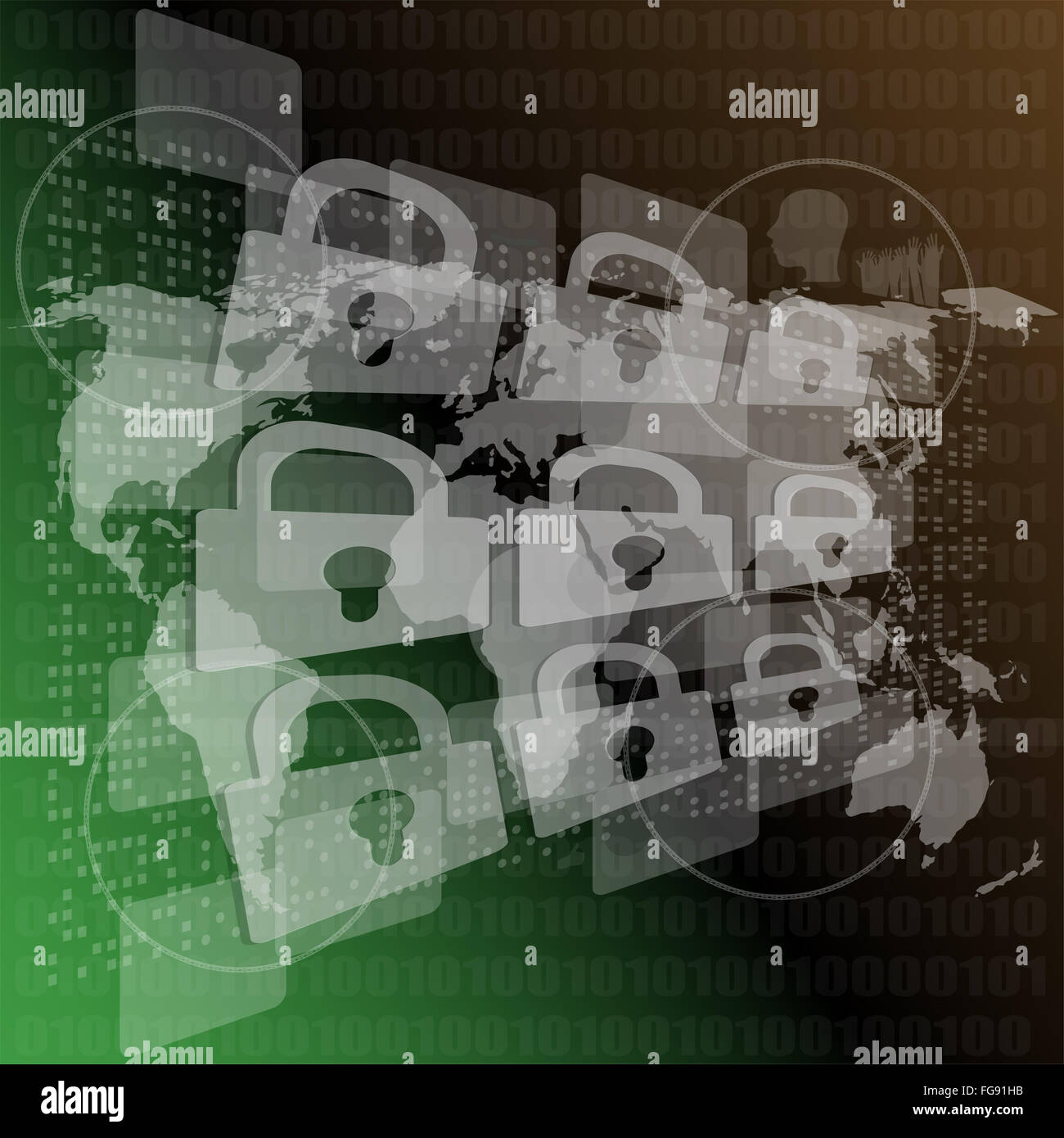 Security concept: Lock on digital screen, contrast, 3d Stock Photo - Alamy