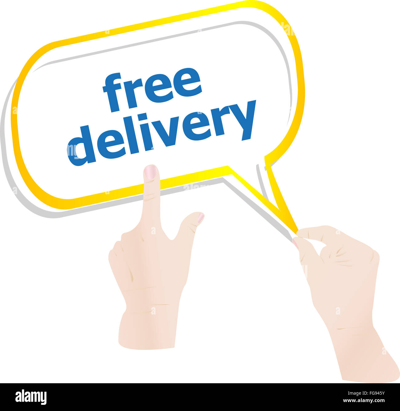 hands holding abstract cloud with free delivery word Stock Photo - Alamy