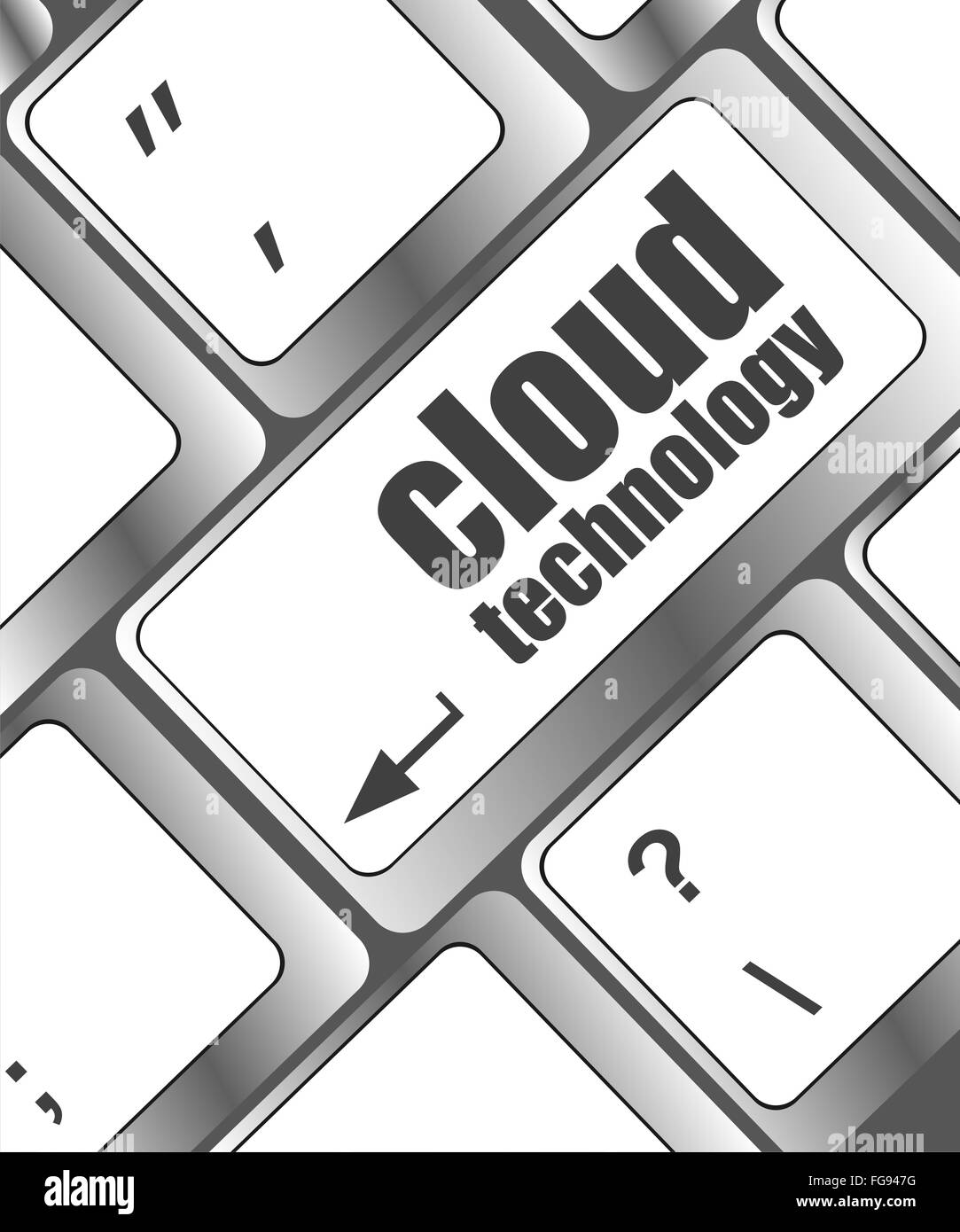 the words cloud technology printed on keyboard, keyboard technology ...