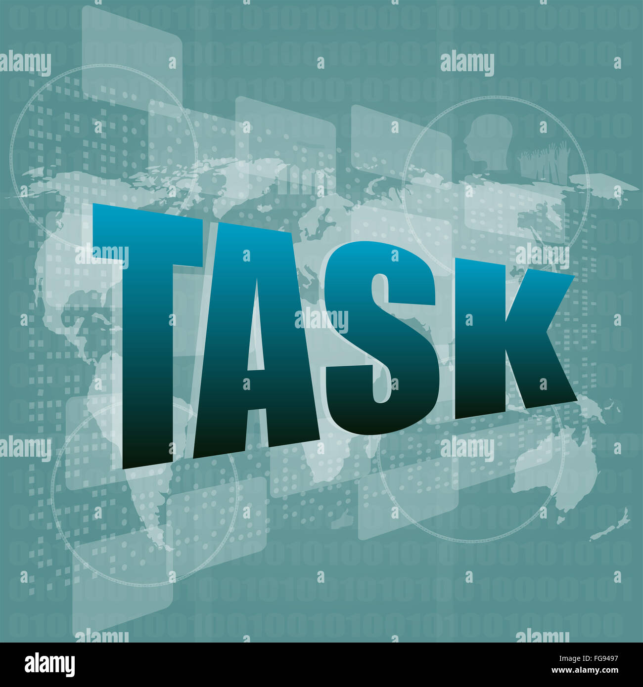 task word on digital screen background with world map Stock Photo - Alamy