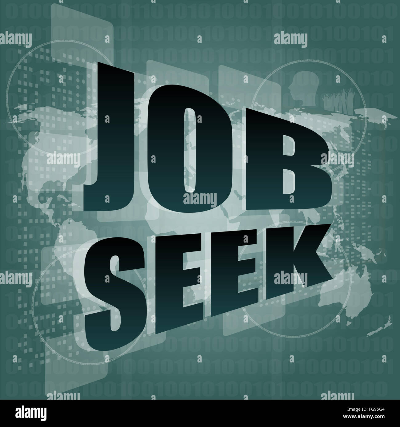 job seek word on touch screen, modern virtual technology background ...