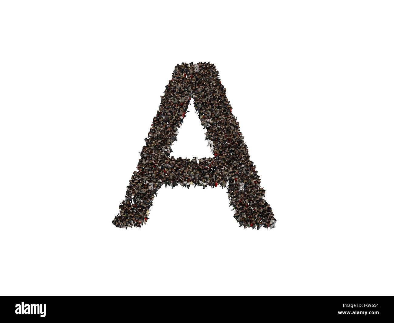 3d characters forming the letter A isolated on a white background seen ...