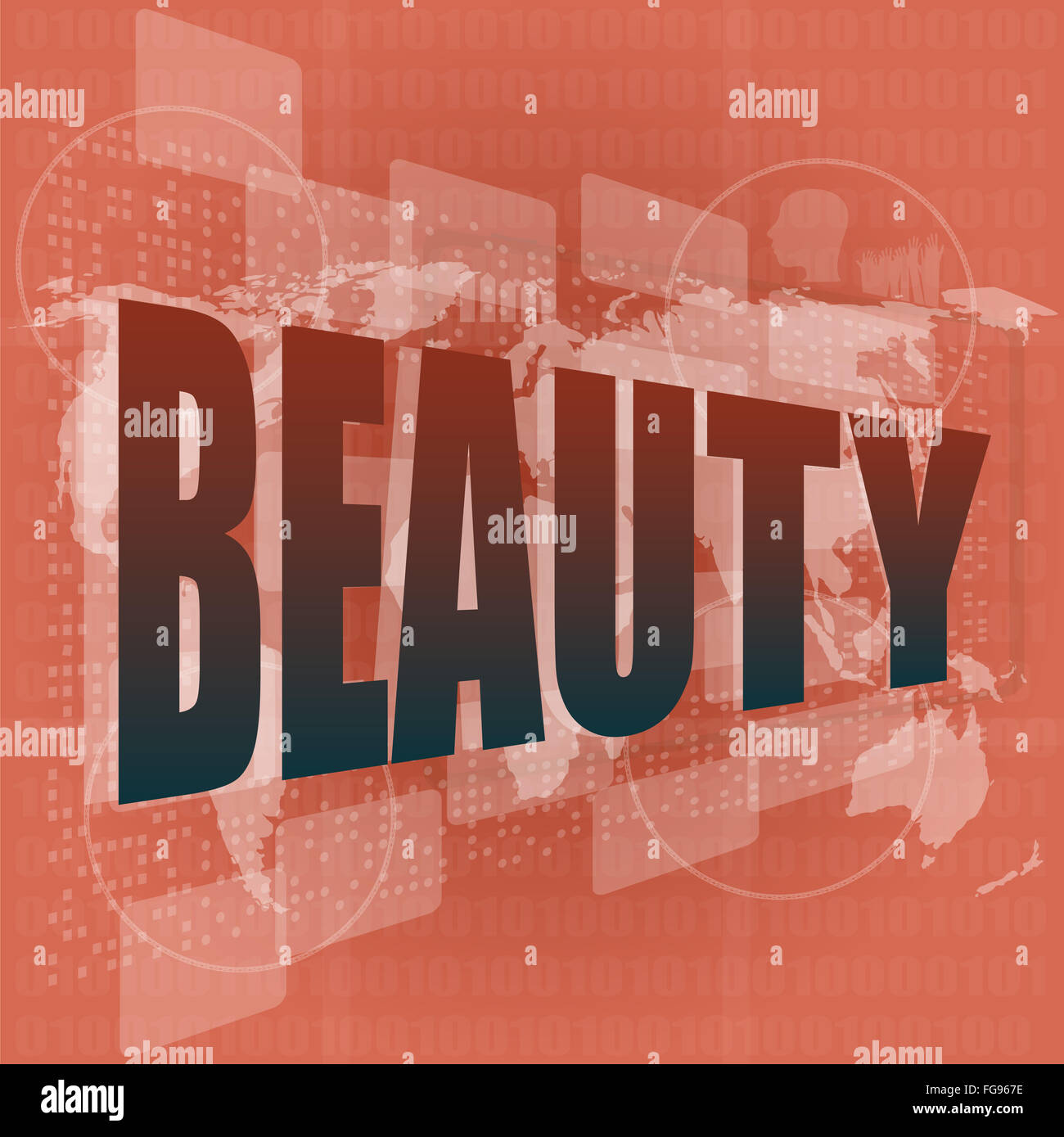 beauty word on digital screen, mission control interface hi technology ...