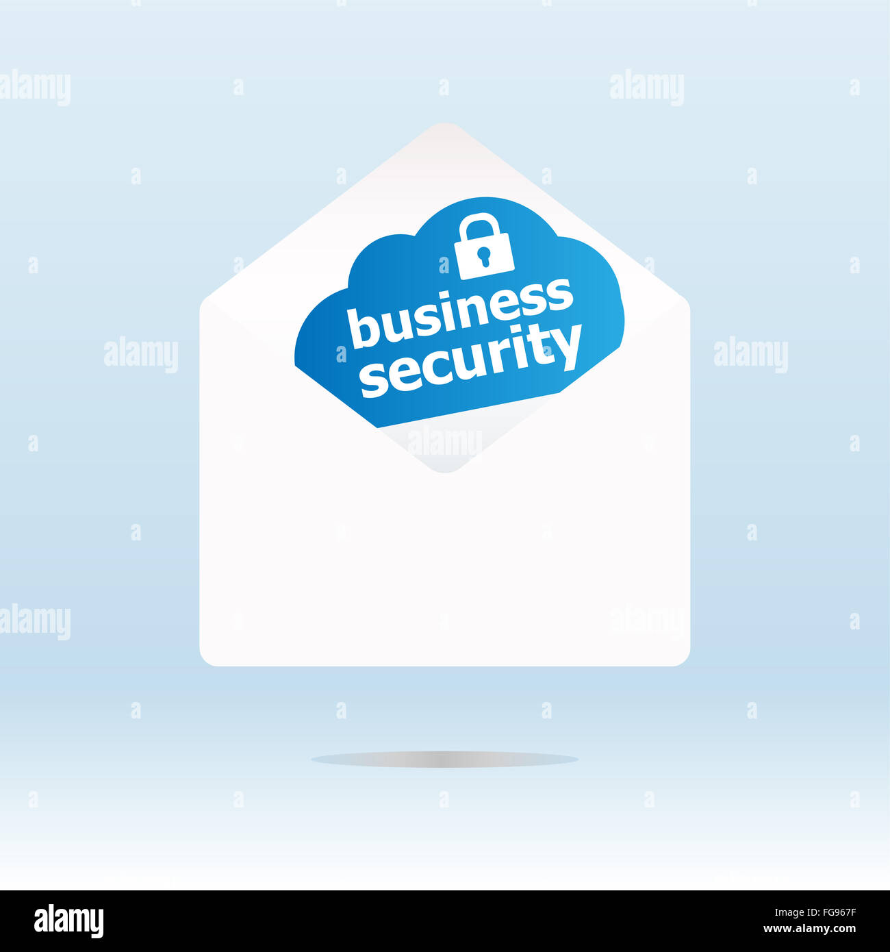 business security on blue cloud, paper mail envelope Stock Photo - Alamy