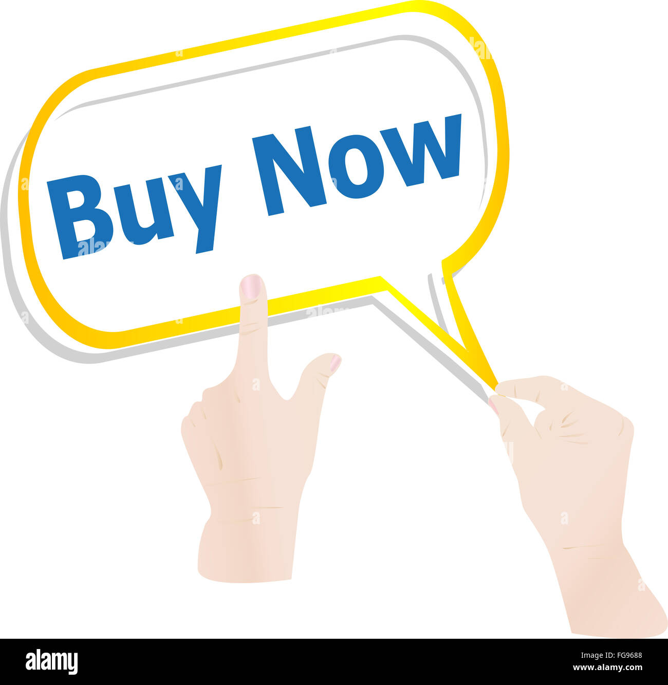 hands holding abstract cloud with buy now word Stock Photo - Alamy