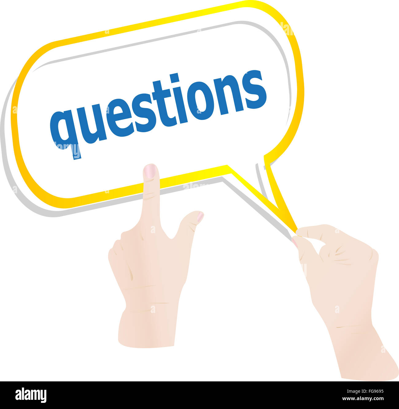 hands holding abstract cloud with questions word Stock Photo - Alamy