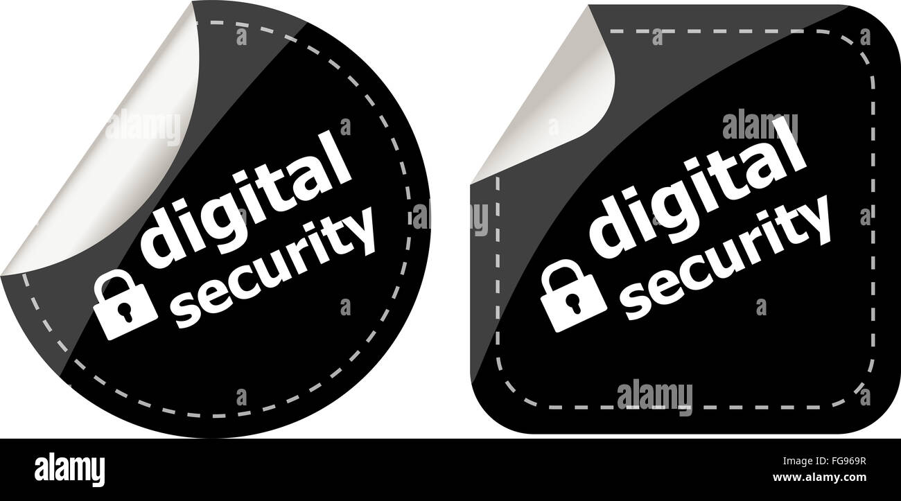 digital security black stickers label tag set Stock Photo - Alamy