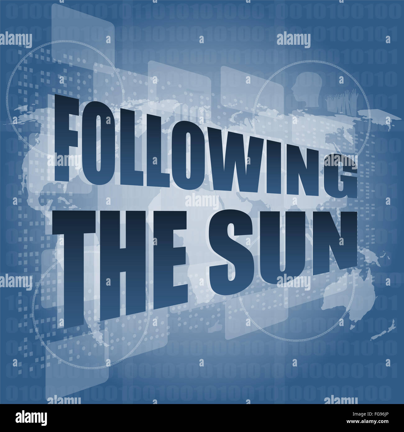 following the sun on digital touch screen, 3d Stock Photo - Alamy