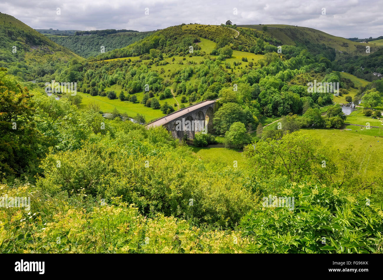 The Viaduct at Monsal Head in the Peak District, Derbyshire on a summer ...
