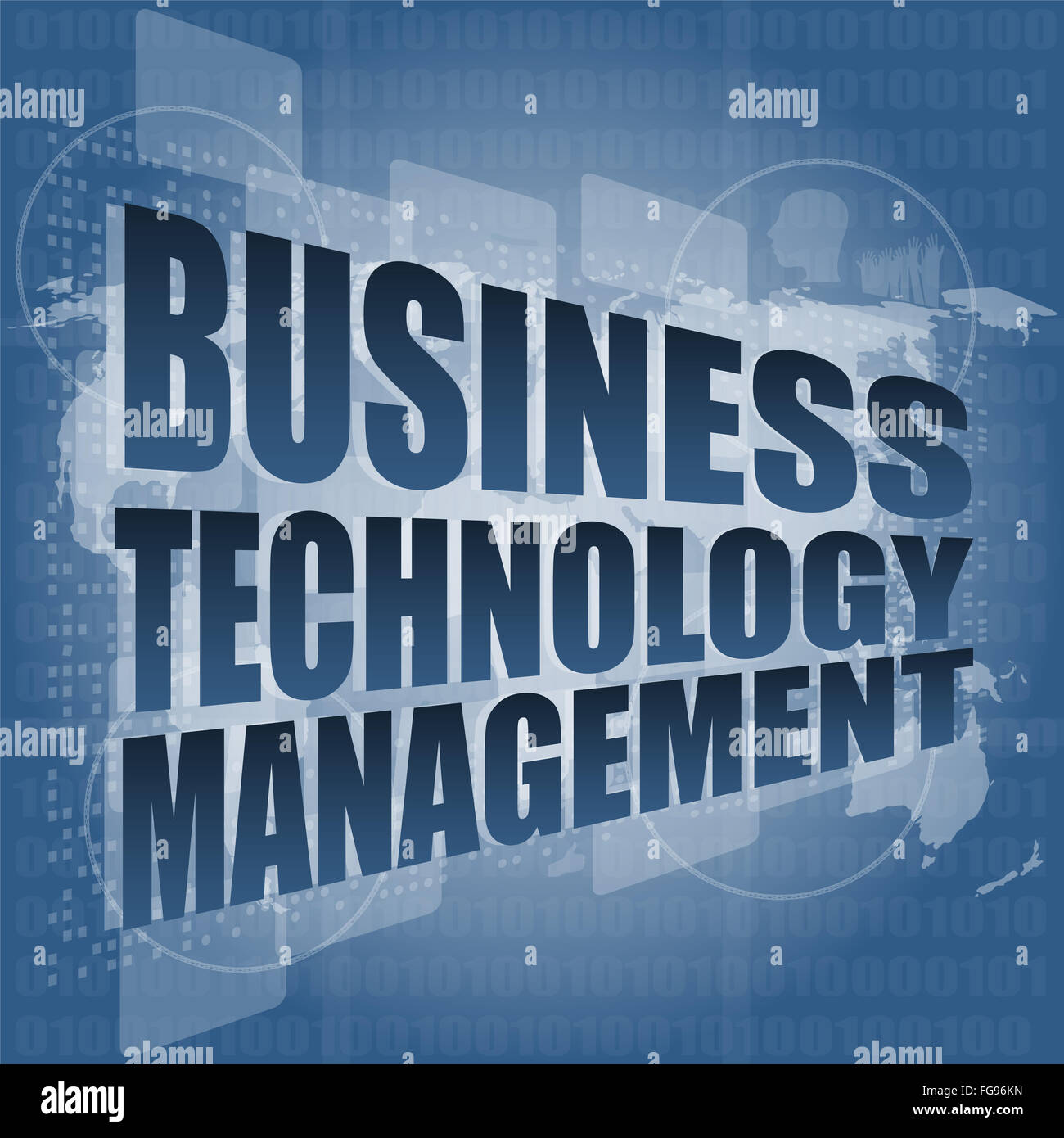 business technology management words on touch screen interface Stock ...