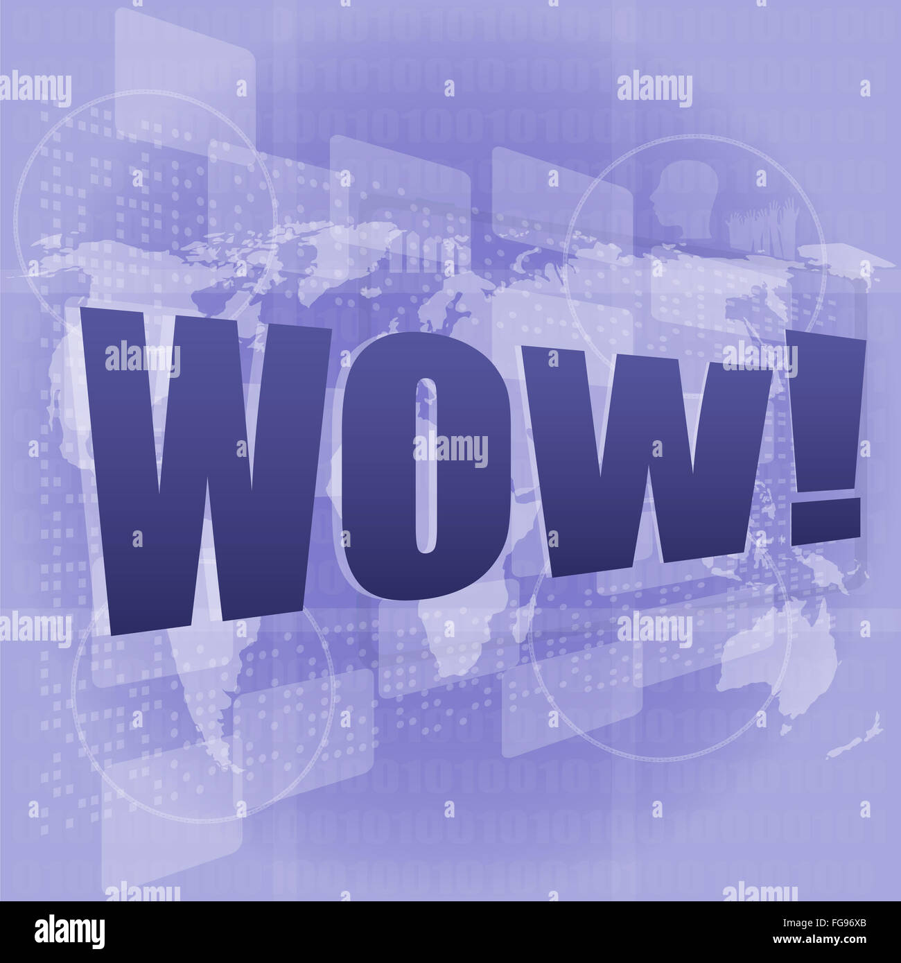 wow word on digital screen, global communication concept Stock Photo ...
