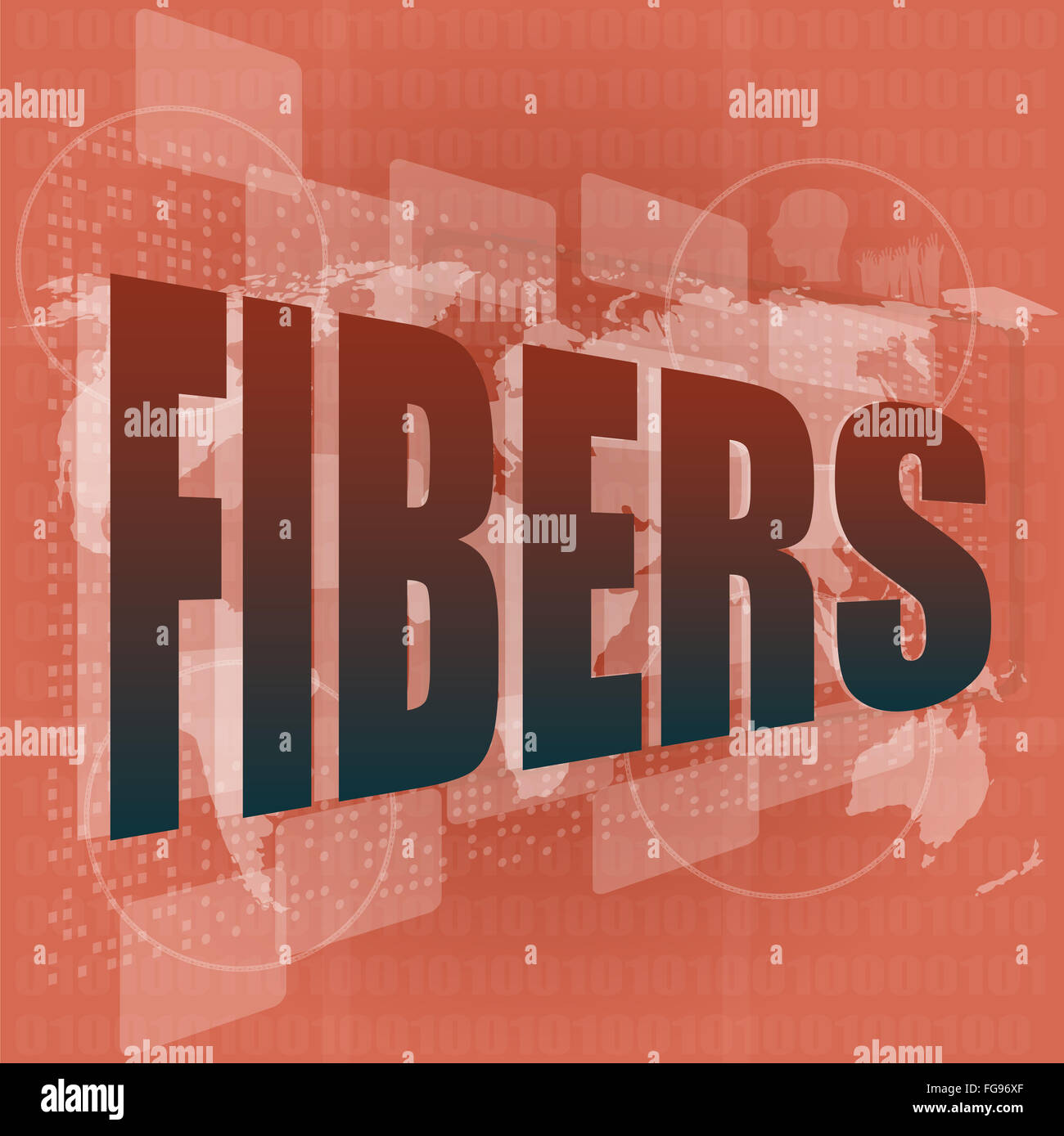 fibers word on digital screen, mission control interface hi technology ...