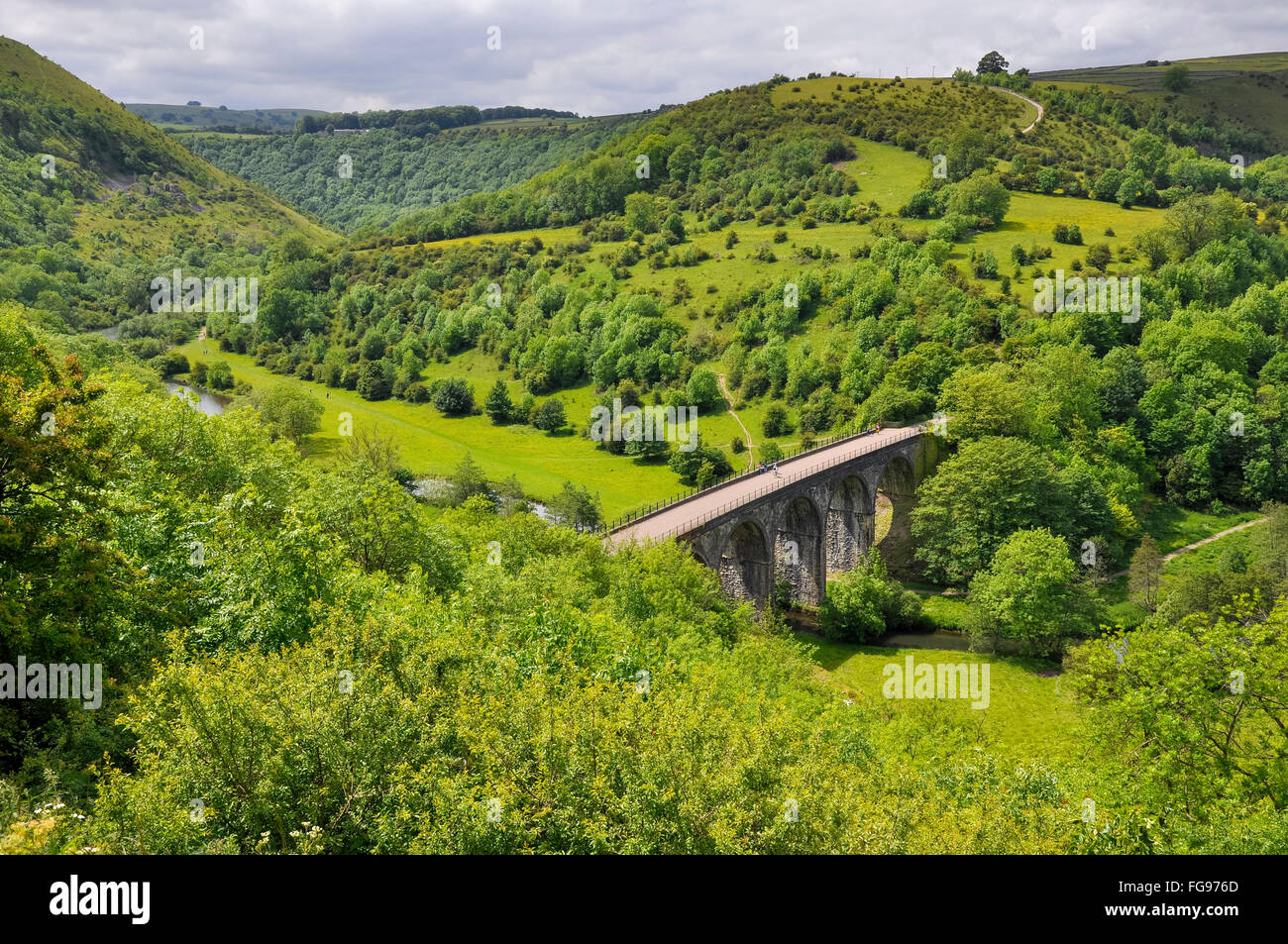 The Viaduct at Monsal Head in the Peak District, Derbyshire on a summer ...