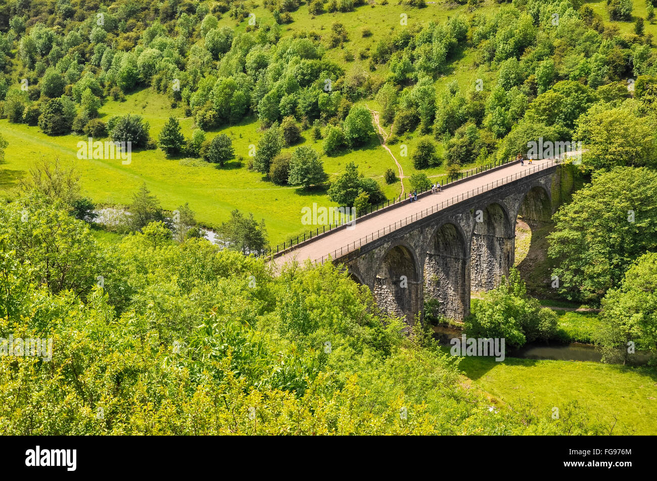 The Viaduct at Monsal Head in the Peak District, Derbyshire on a summer ...