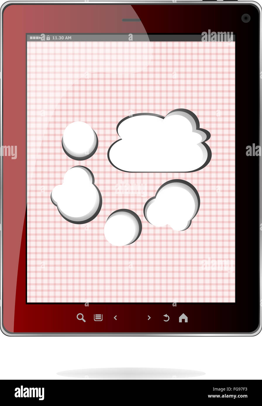 Cloud-computing connection on the digital tablet pc. Conceptual image. Isolated on white Stock ...