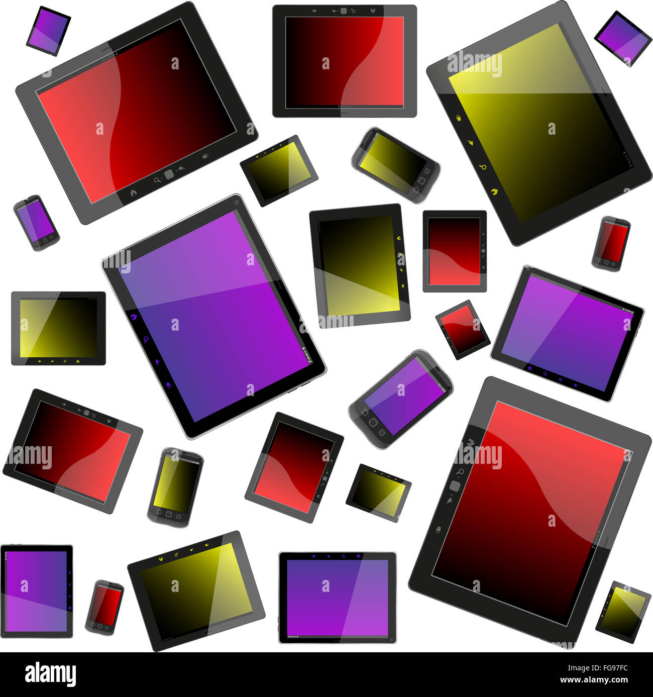 Set of tablet pc computers isolated on white background Stock Photo - Alamy