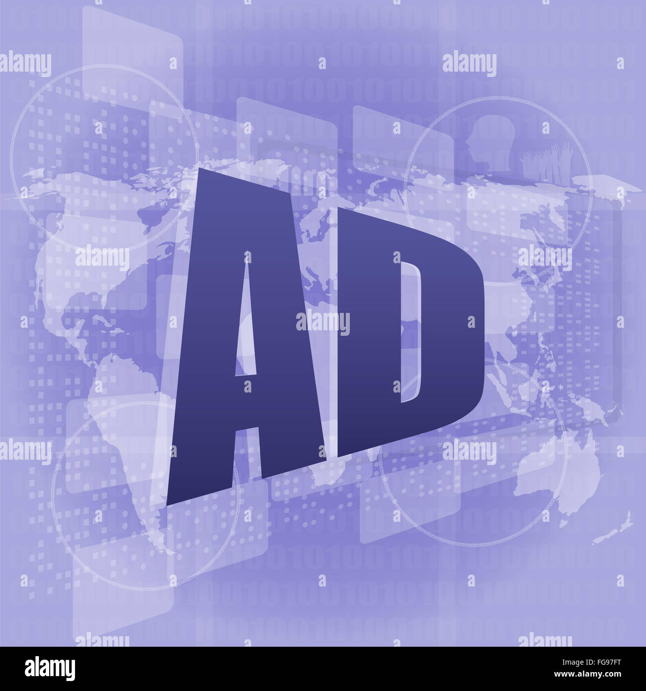 ad word on digital screen, global communication concept Stock Photo - Alamy