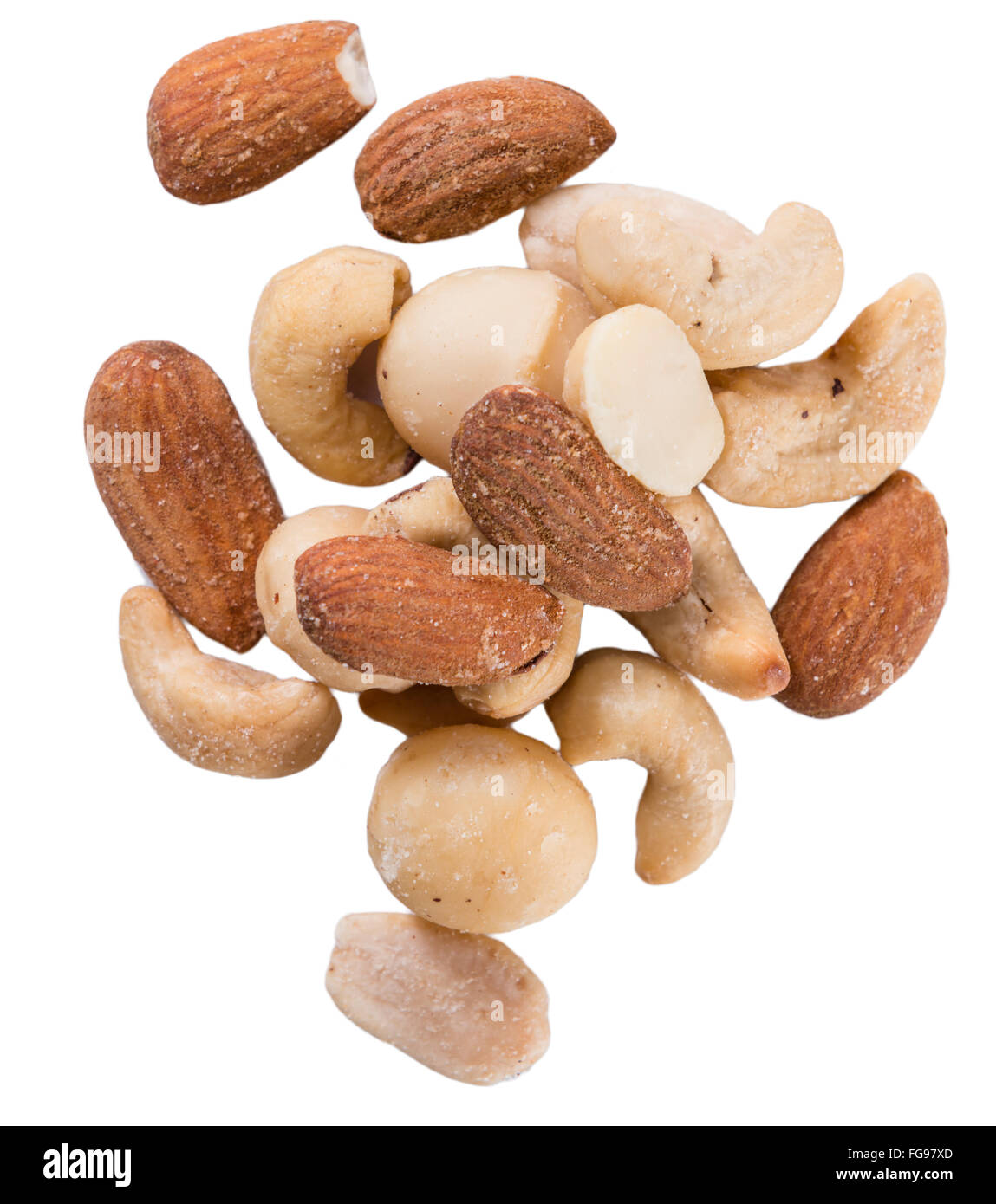 Roasted and salted nuts (mixed) isolated on white background Stock ...