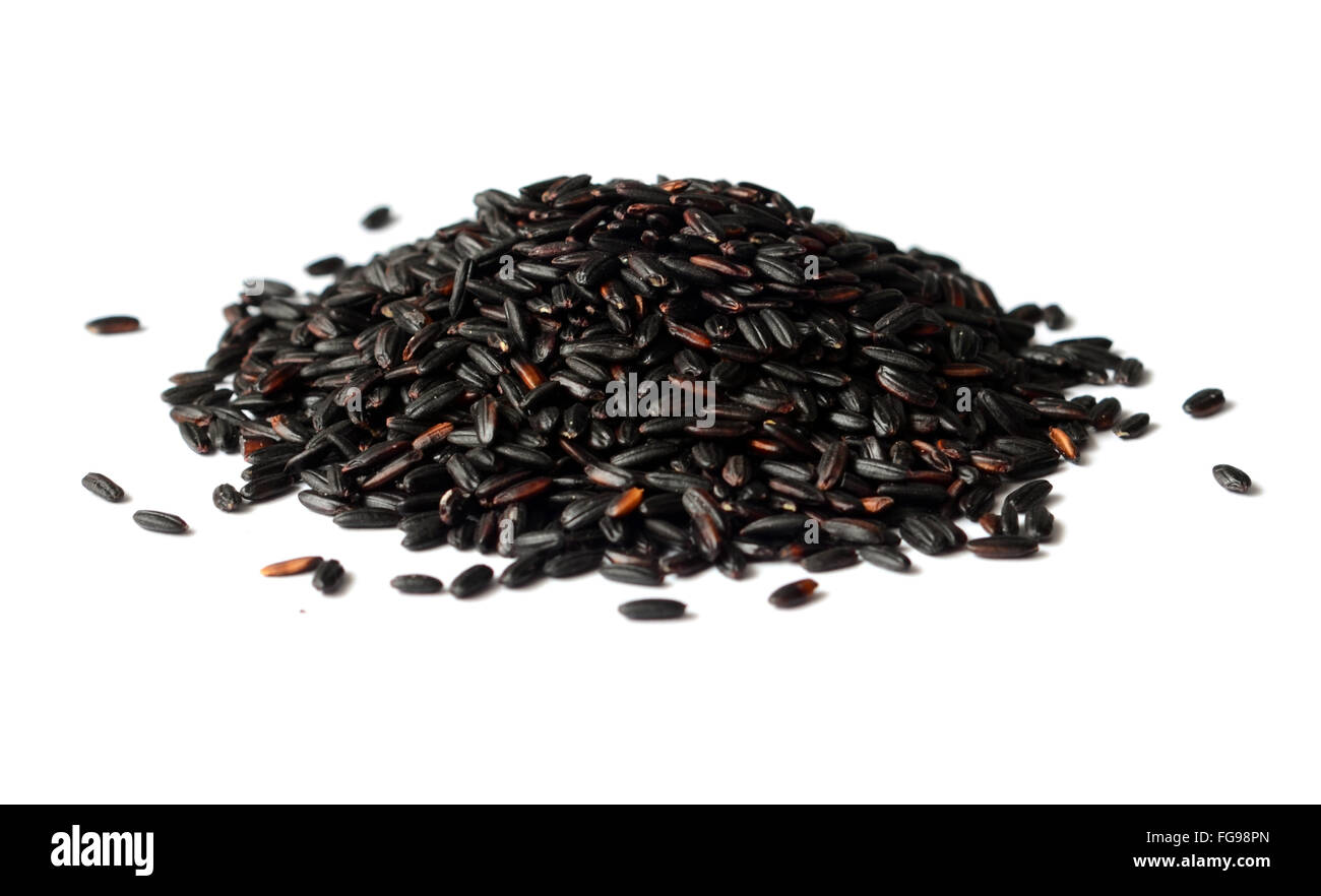 Uncooked, organic Black Rice, also known as Forbidden Rice Stock Photo ...