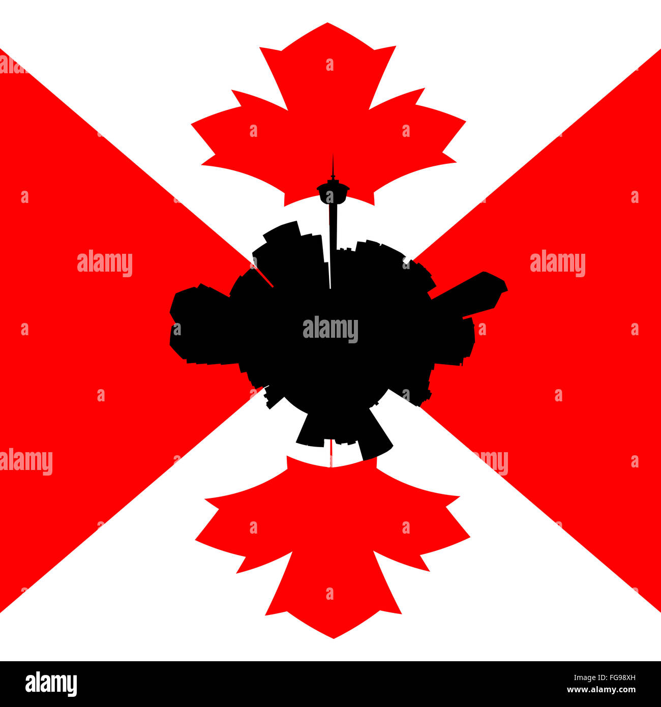 Calgary circular skyline with Canadian flag illustration Stock Photo ...