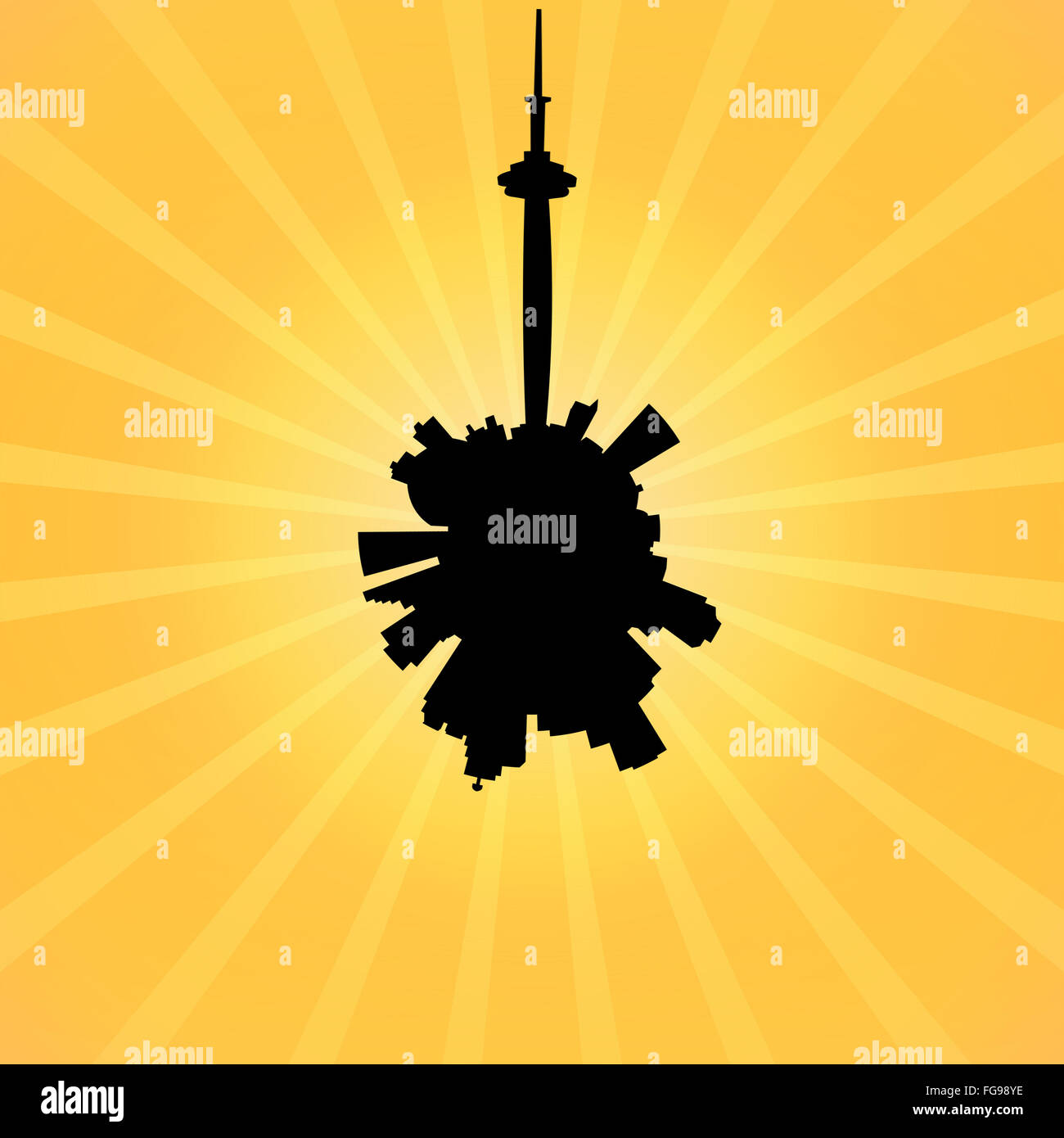 Circular Toronto skyline on sunburst illustration Stock Photo - Alamy