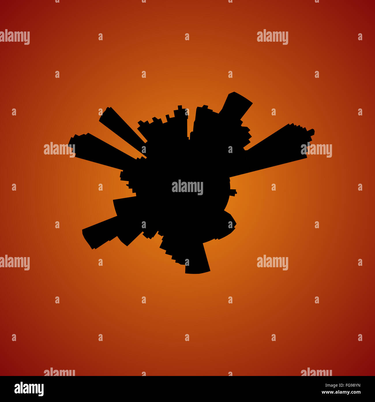 Atlanta circular skyline sunset illustration Stock Photo - Alamy