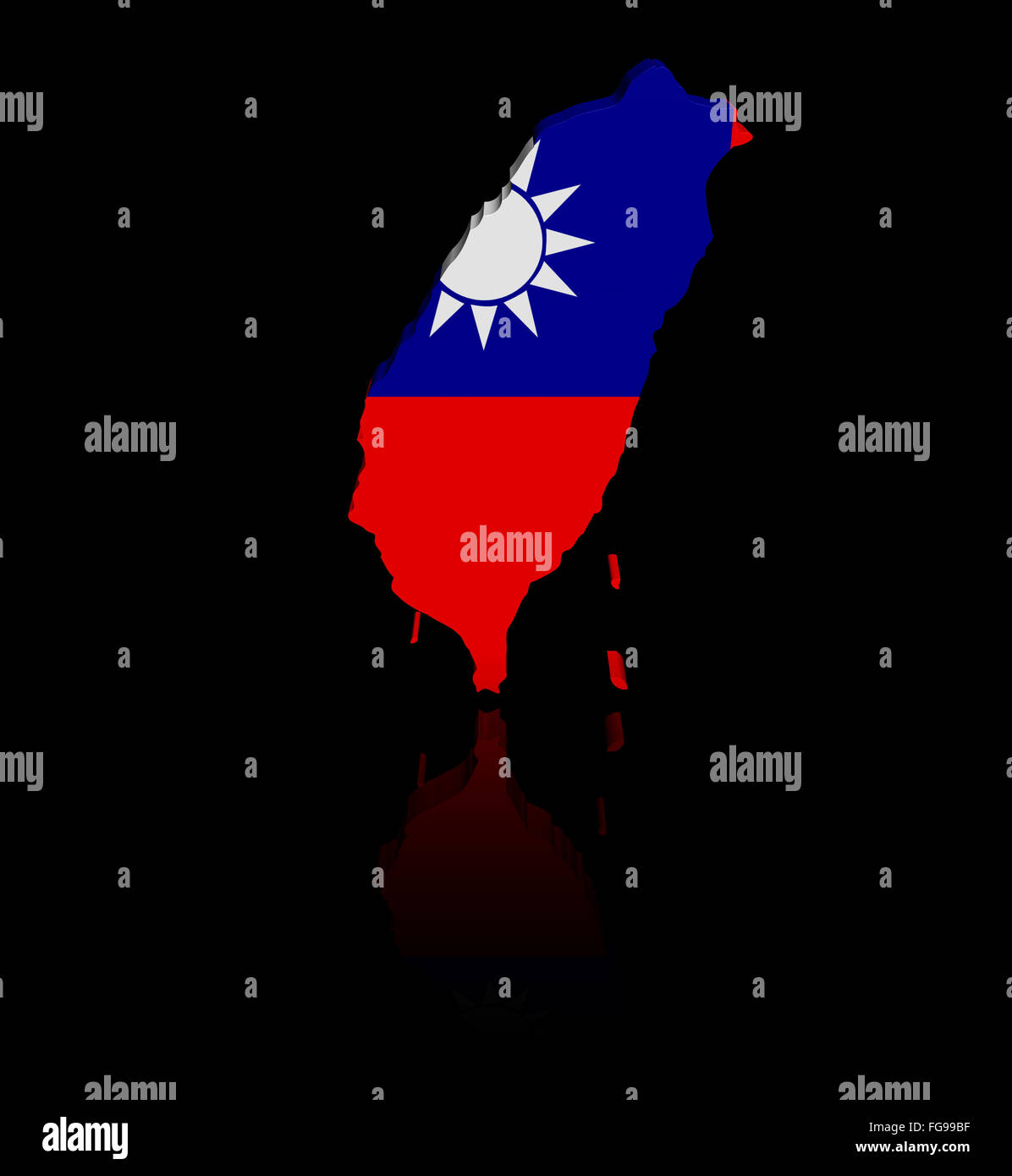 Taiwan map flag with reflection illustration Stock Photo - Alamy
