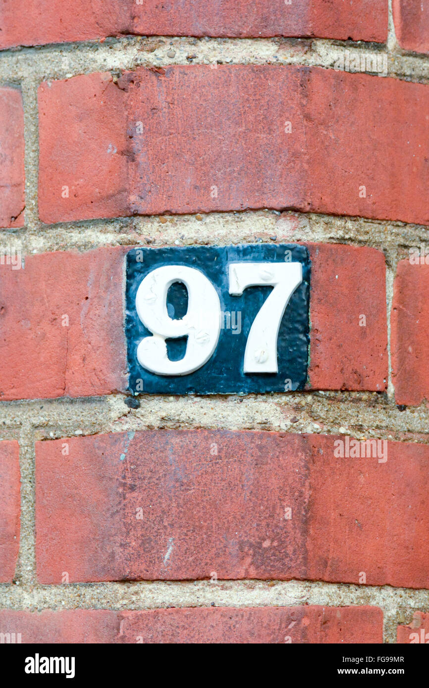 House number 97 sign Stock Photo - Alamy