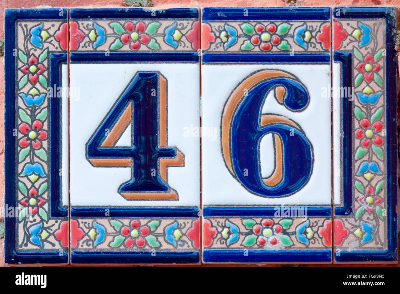 House number 46 sign Stock Photo - Alamy