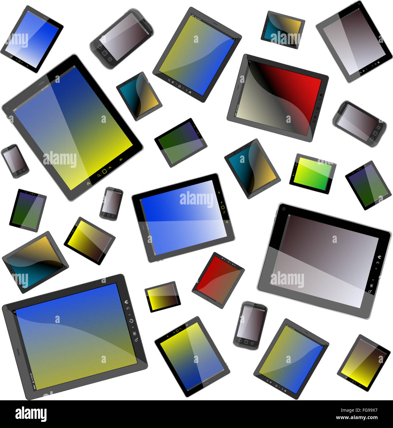 Tablet PC set isolated on white background. seamless pattern Stock ...