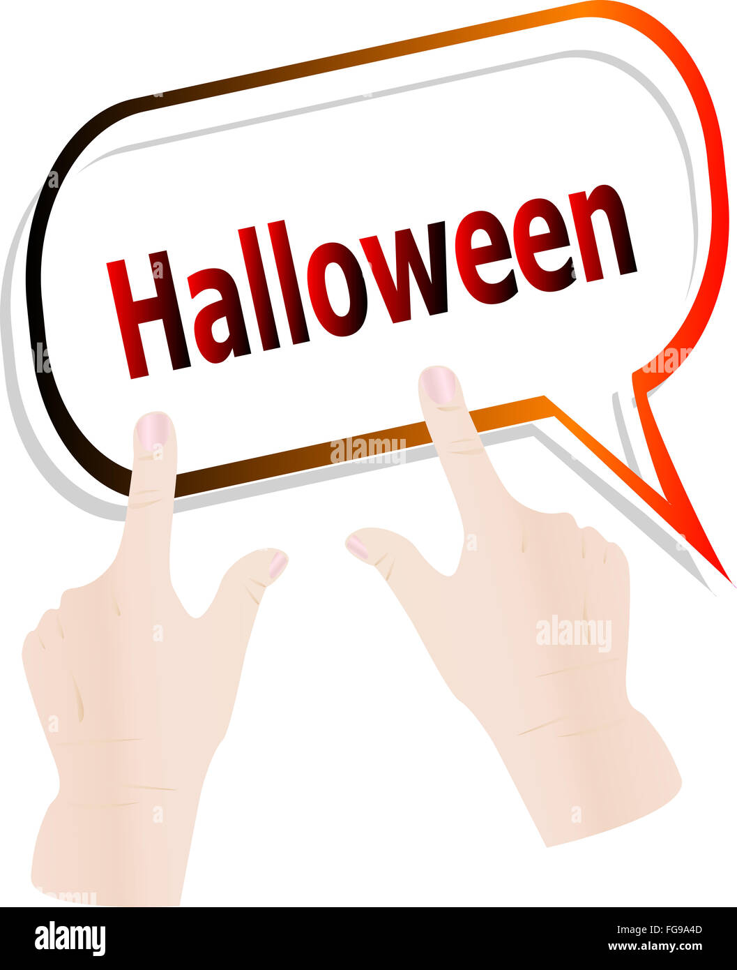 halloween word on abstract cloud with people hands Stock Photo - Alamy