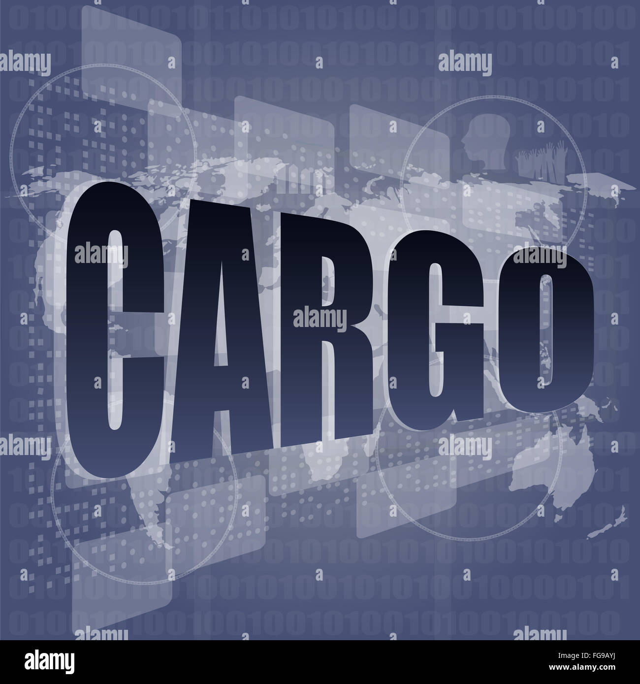 cargo word on touch screen, modern virtual technology background Stock ...