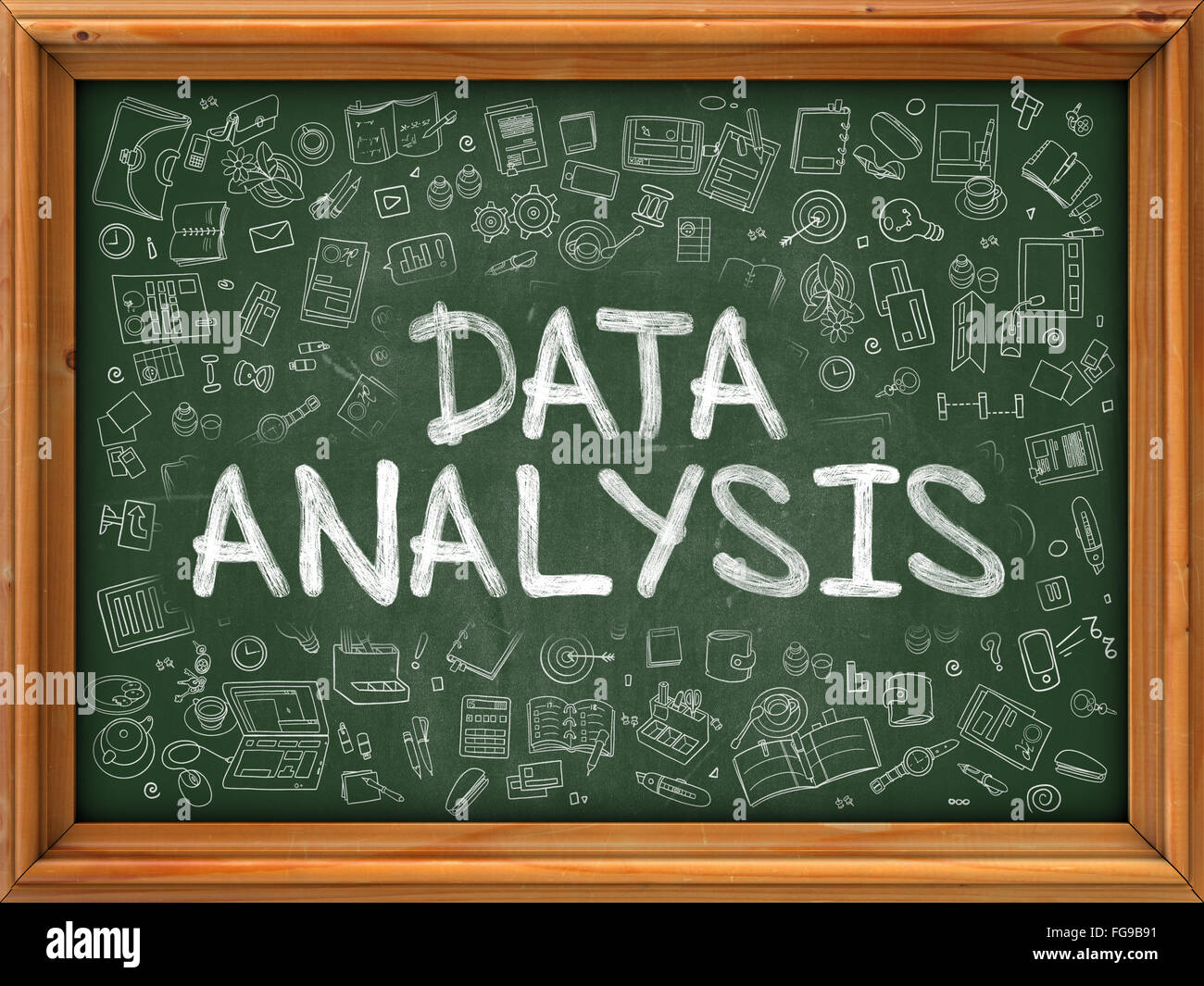Data Analysis Concept. Green Chalkboard with Doodle Icons Stock Photo ...