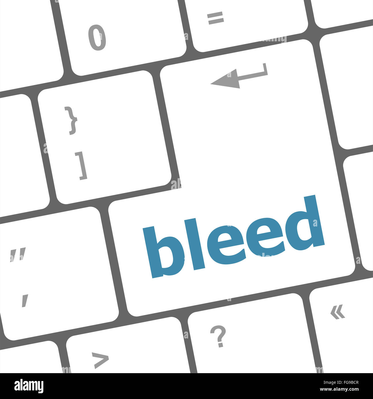 bleed word on keyboard key, notebook computer button Stock Photo - Alamy