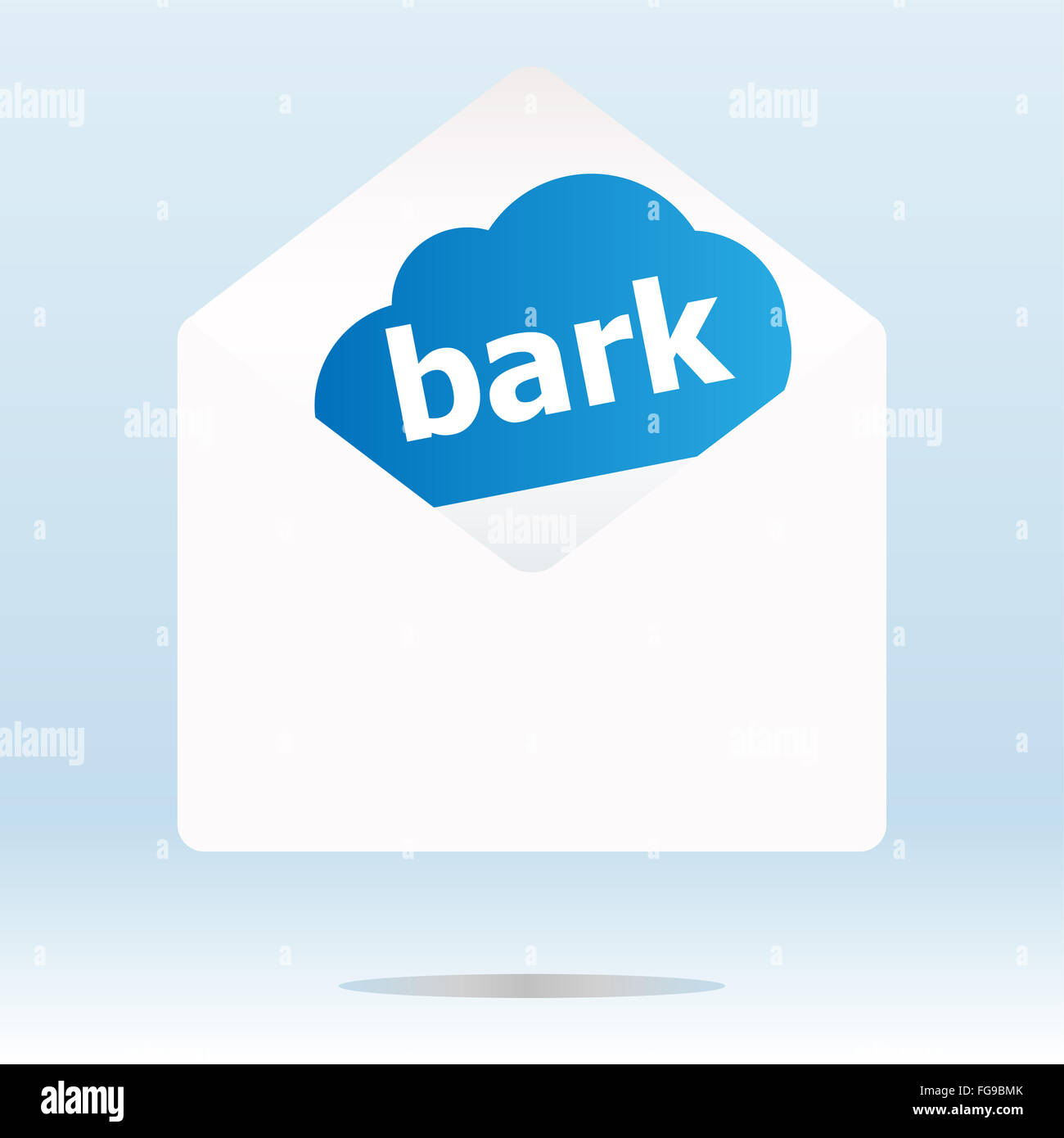 bark word on blue cloud, paper mail envelope Stock Photo - Alamy