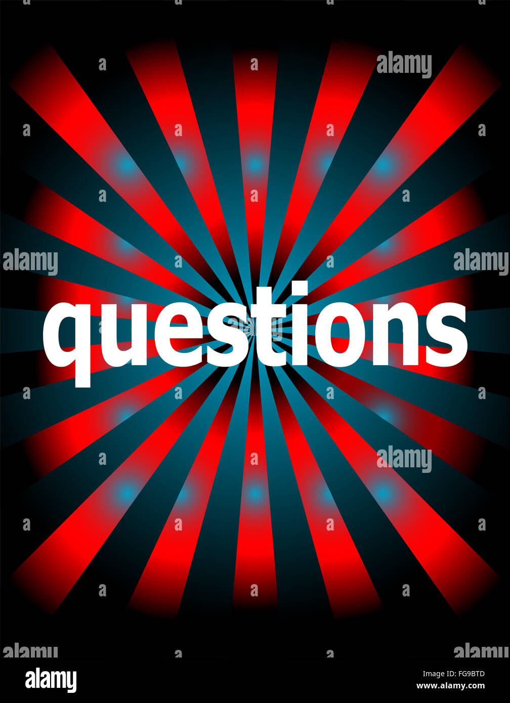 Template with modern sunburst and questions text Stock Photo - Alamy