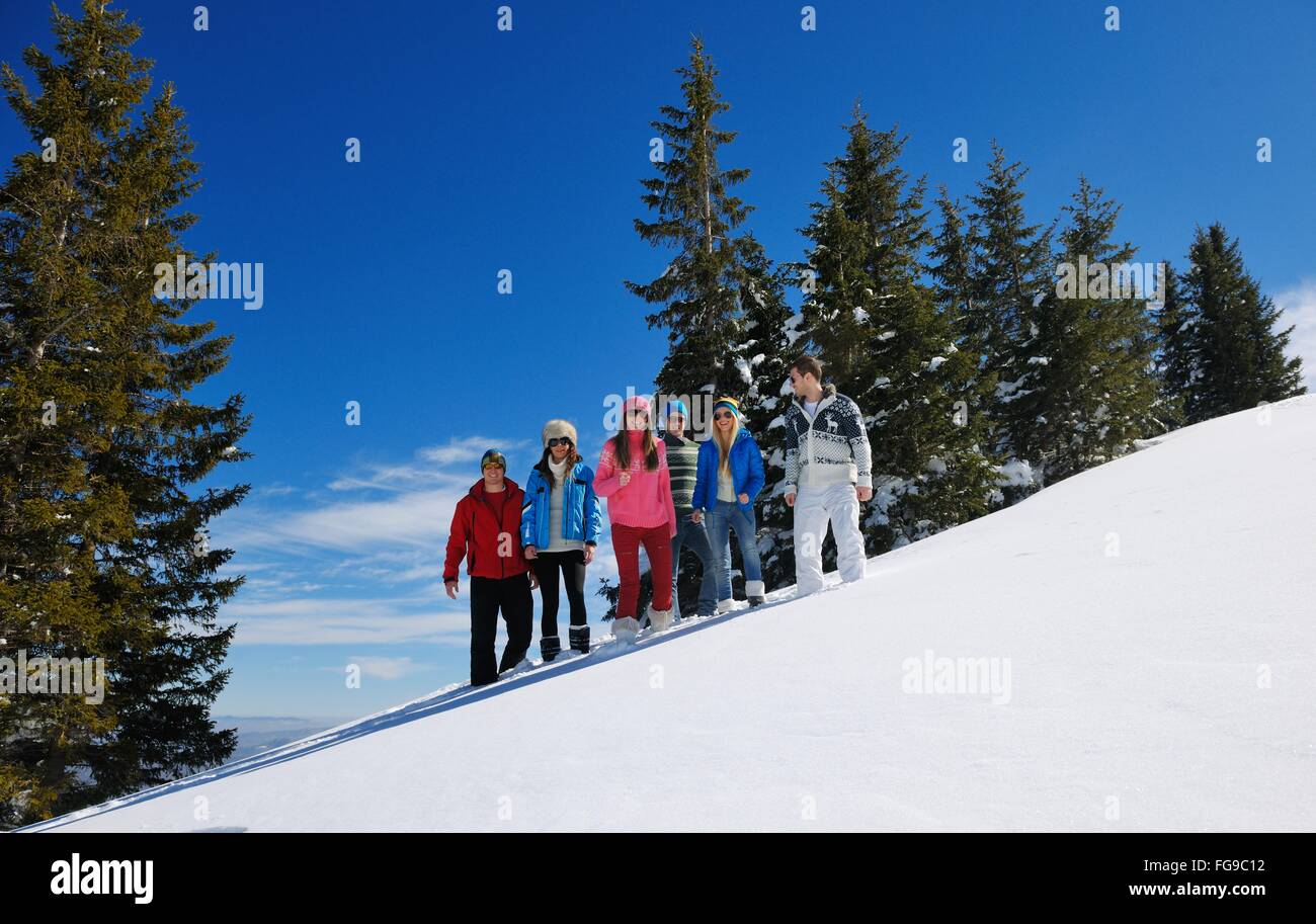 winter fun with young people group Stock Photo - Alamy