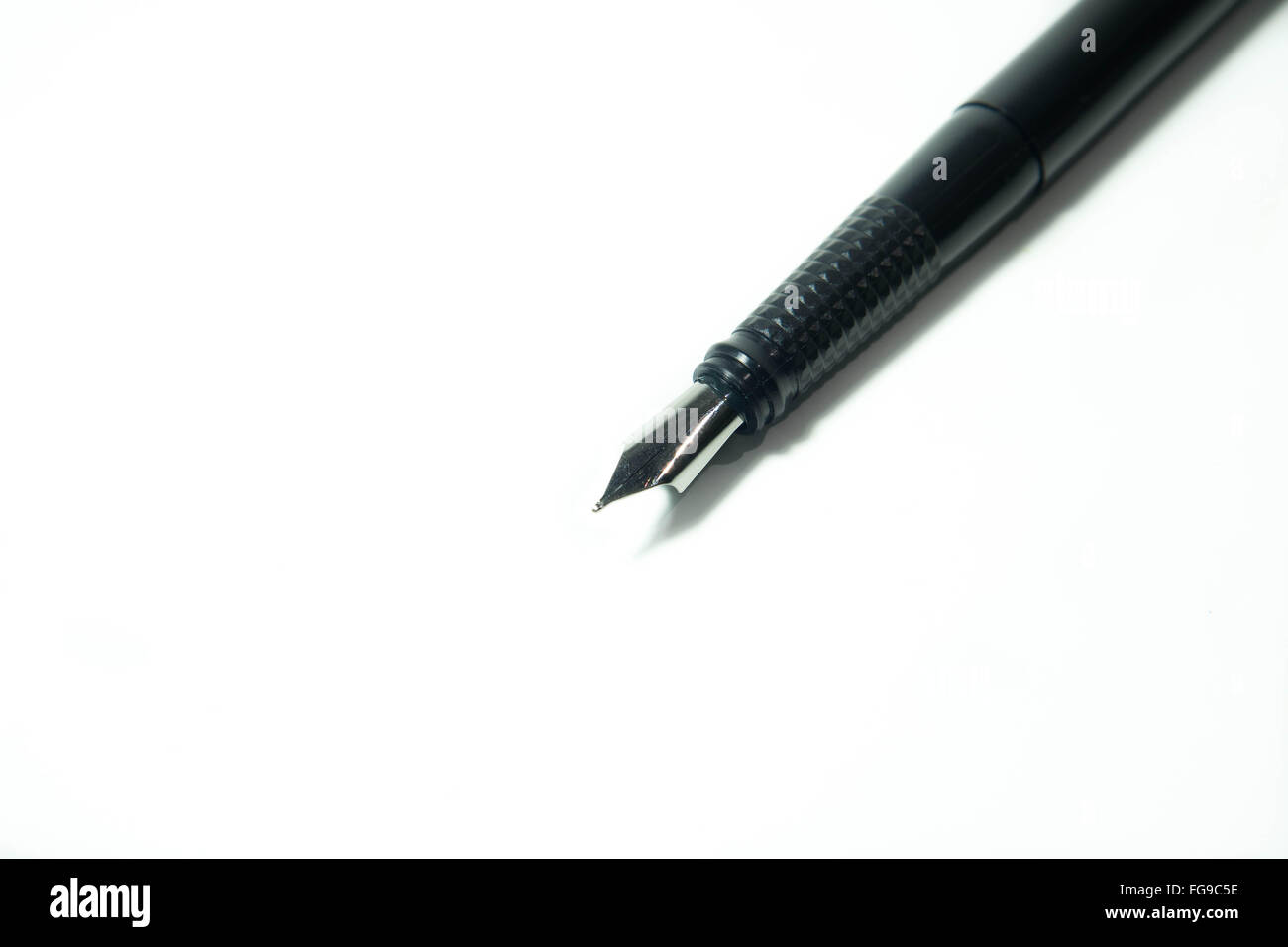 High Angle View Of Fountain Pen On White Background Stock Photo - Alamy