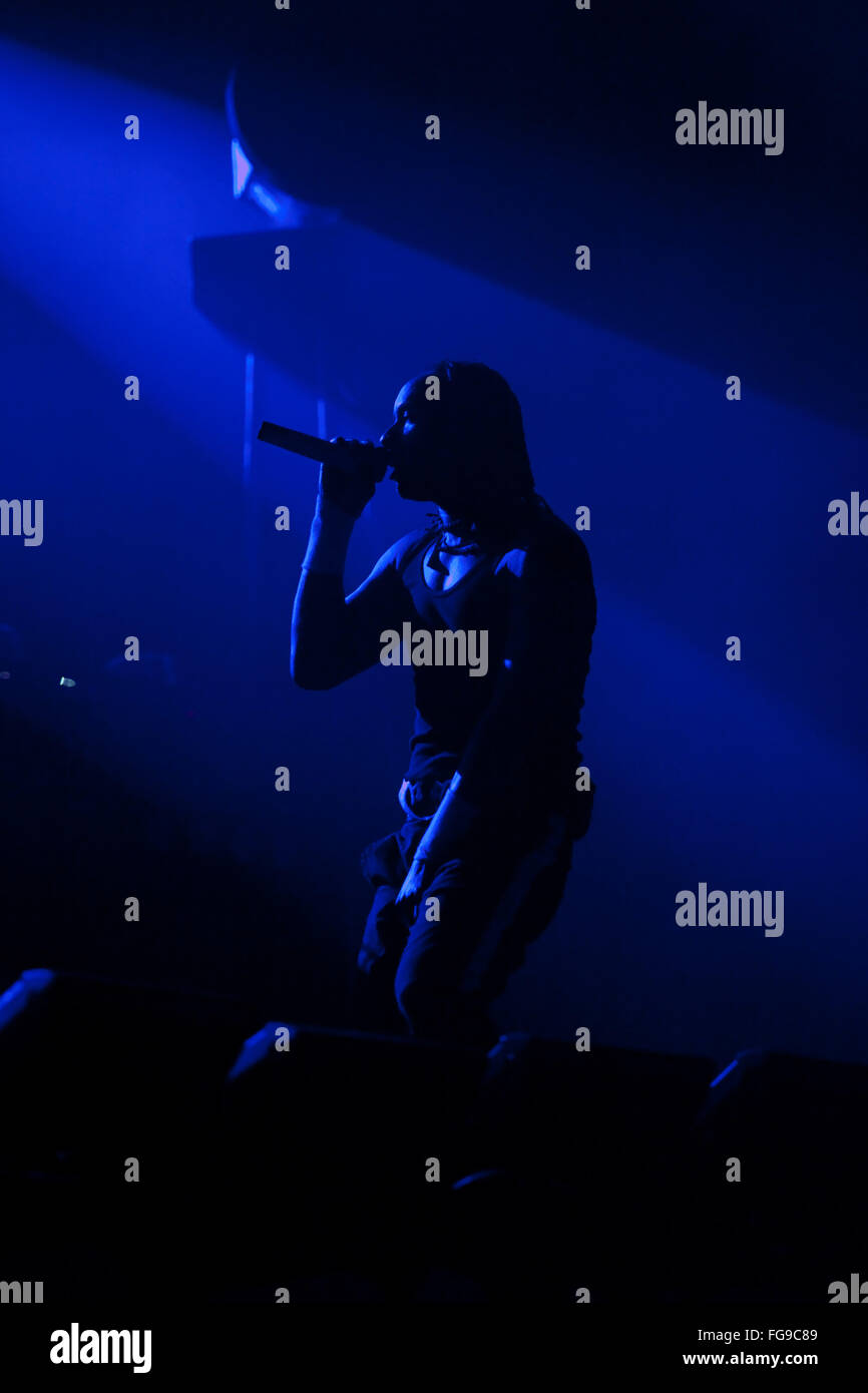 The Prodigy performing on the other stage at the Glastonbury Festival ...