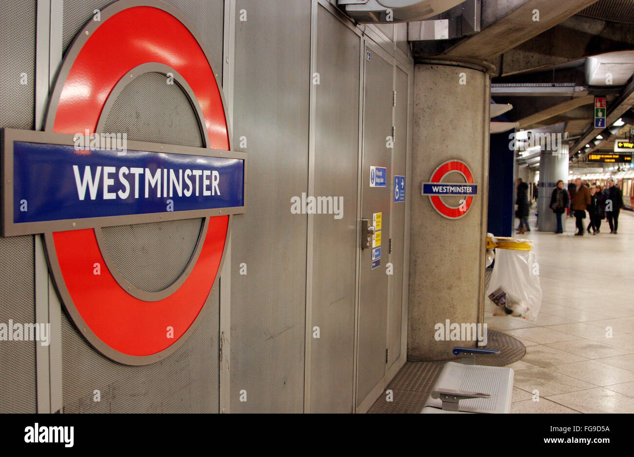 Passengers exit westminster underground station hi-res stock ...